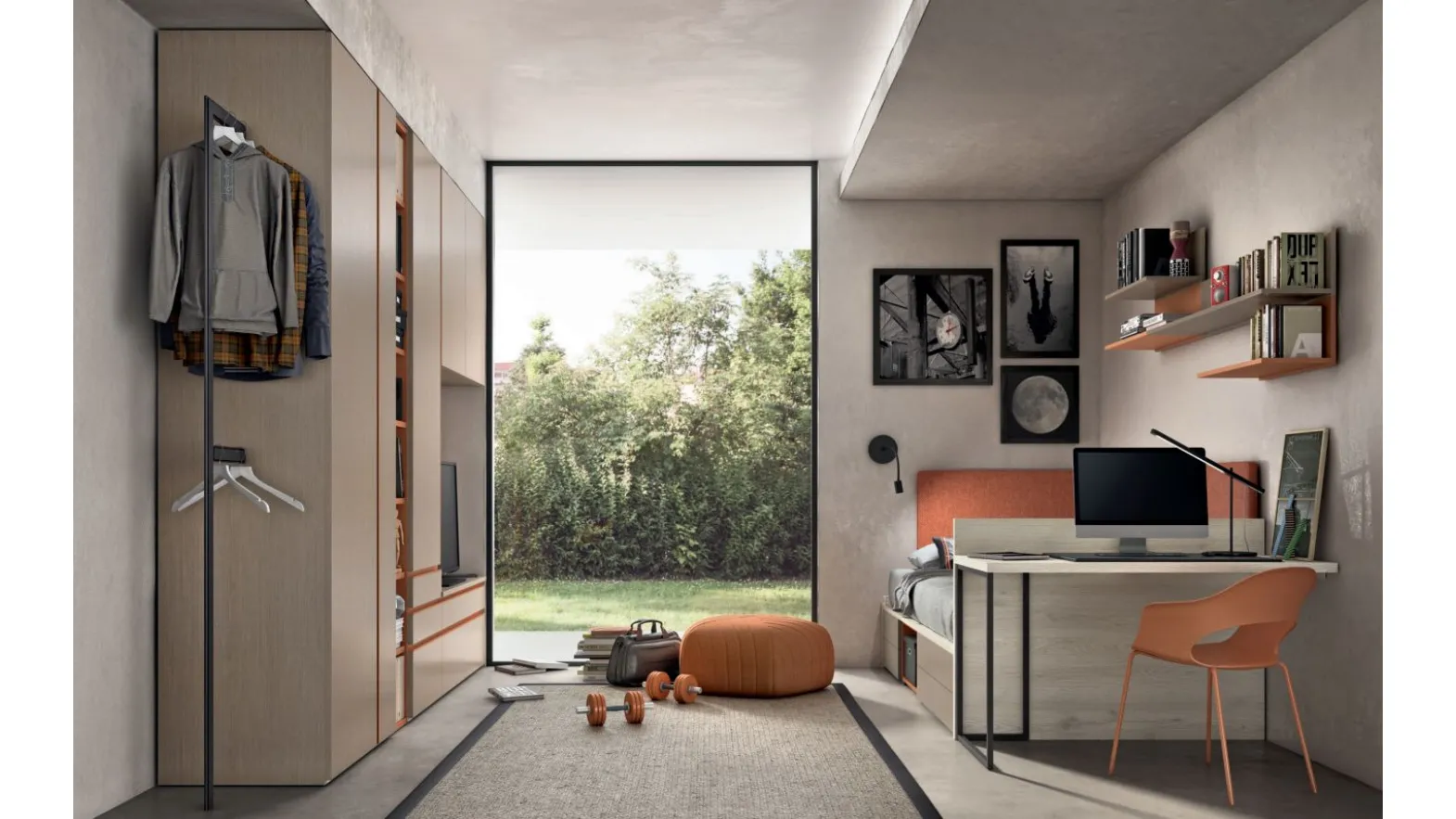 Camera moderna per teenager con pannelli imbottiti, morbidezza e ...